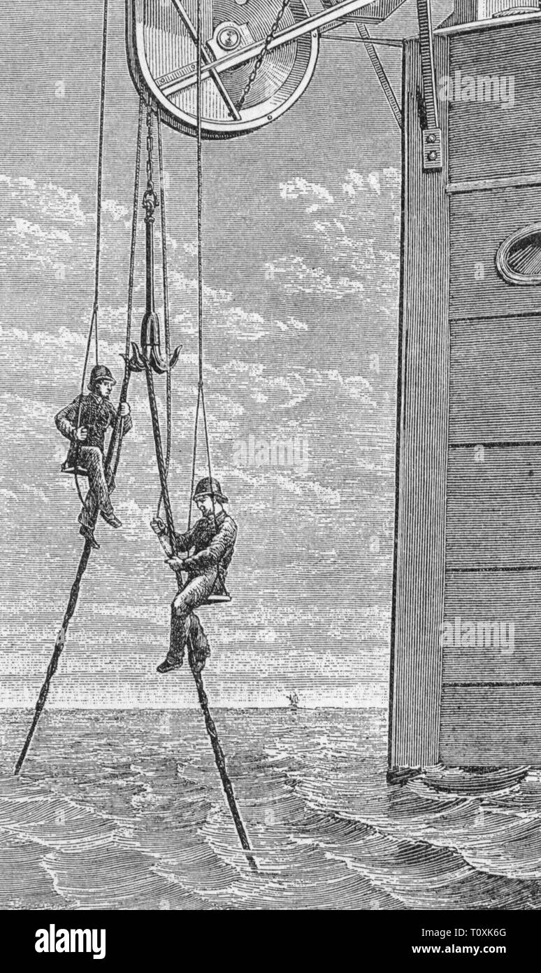 Laying transatlantic telegraph cable 1865 Black and White Stock Photos ...