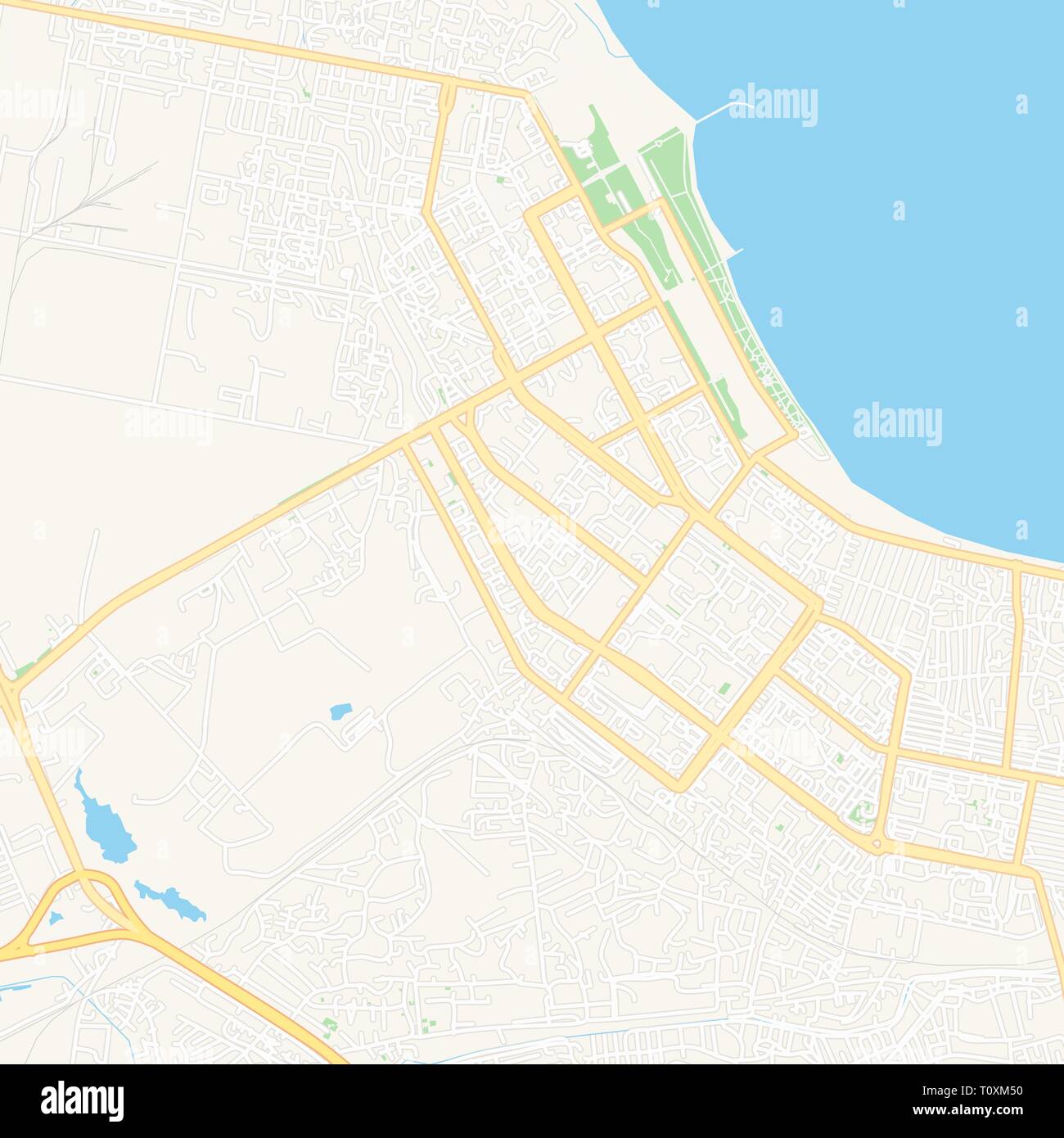 Printable map of Sumqayit, Azerbaijan with main and secondary roads and ...