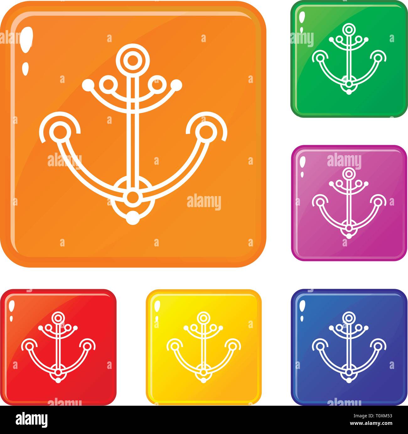 Line anchor icons set vector color Stock Vector Image & Art - Alamy