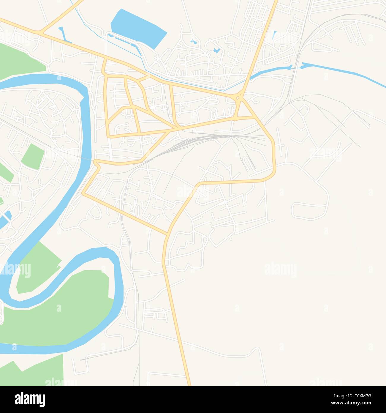 Printable map of Shirvan, Azerbaijan with main and secondary roads and ...