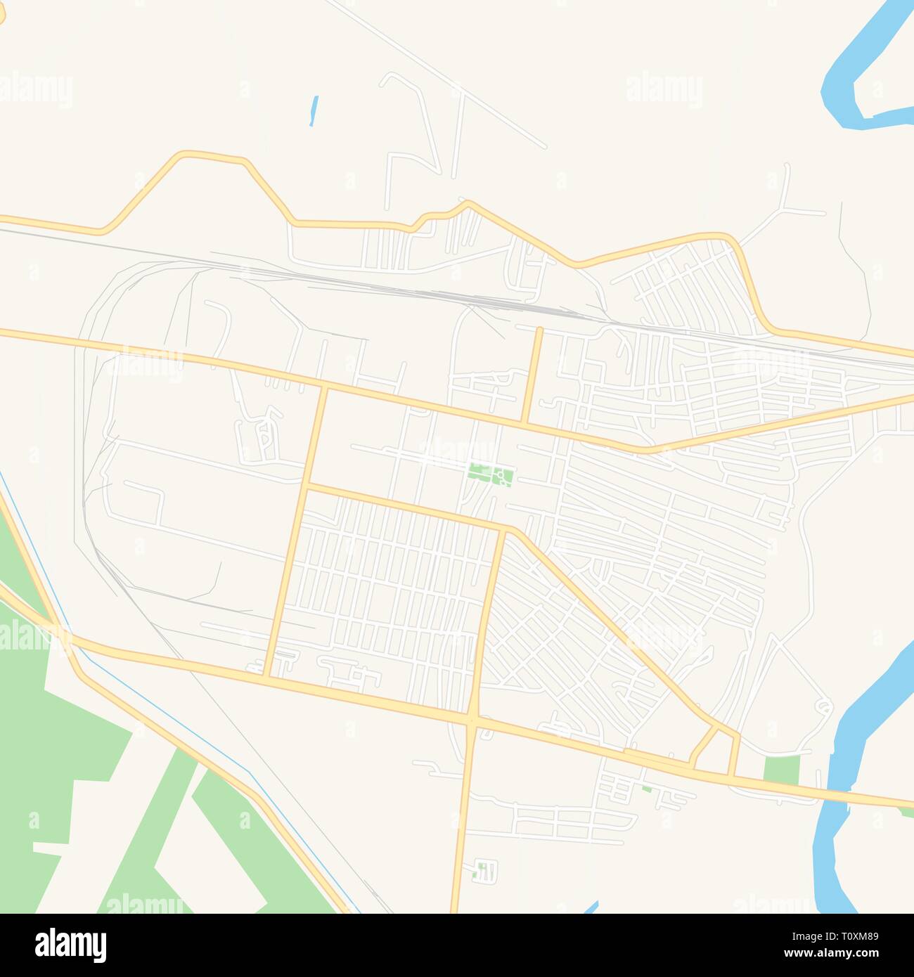 Printable map of Yevlakh, Azerbaijan with main and secondary roads and ...