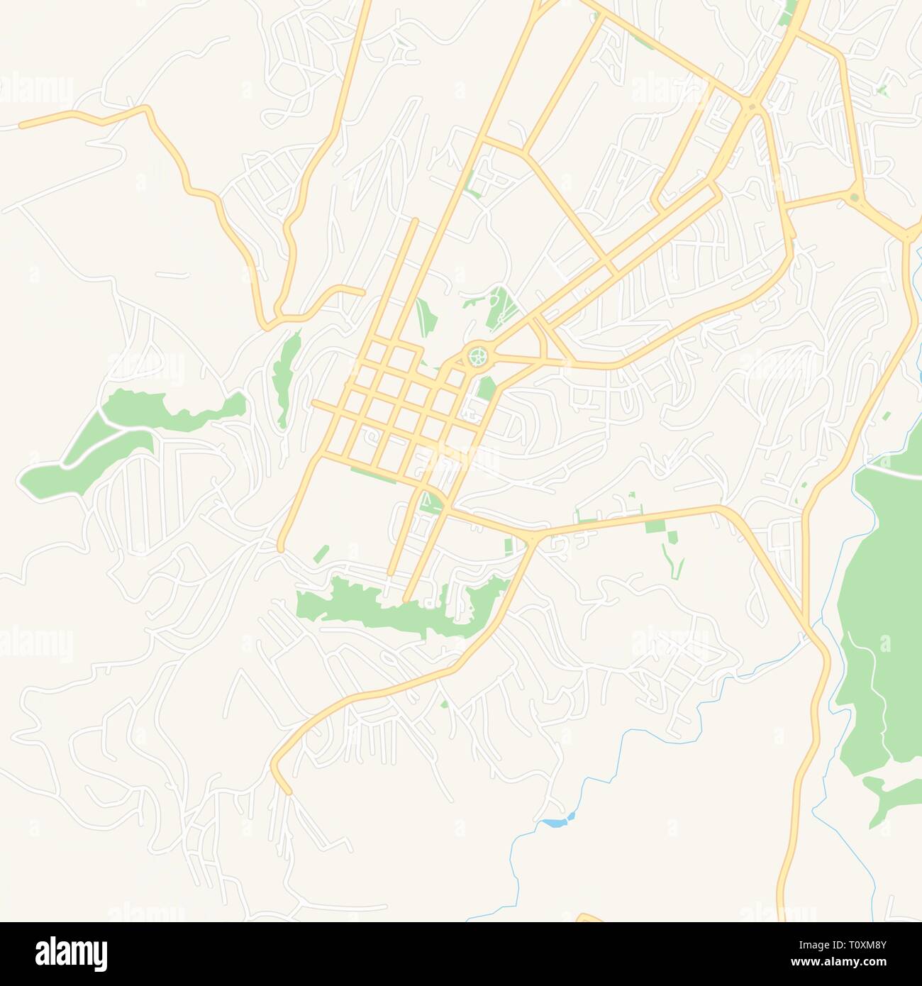 Printable map of Khankendi, Azerbaijan with main and secondary roads and larger railways. This ...