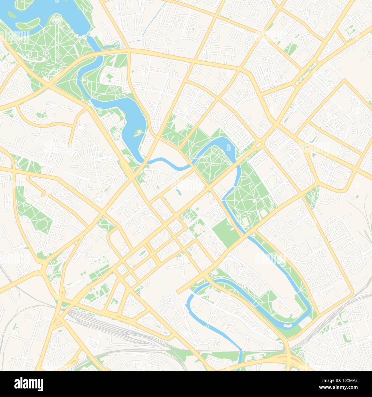 Printable map of Minsk, Belarus with main and secondary roads and ...