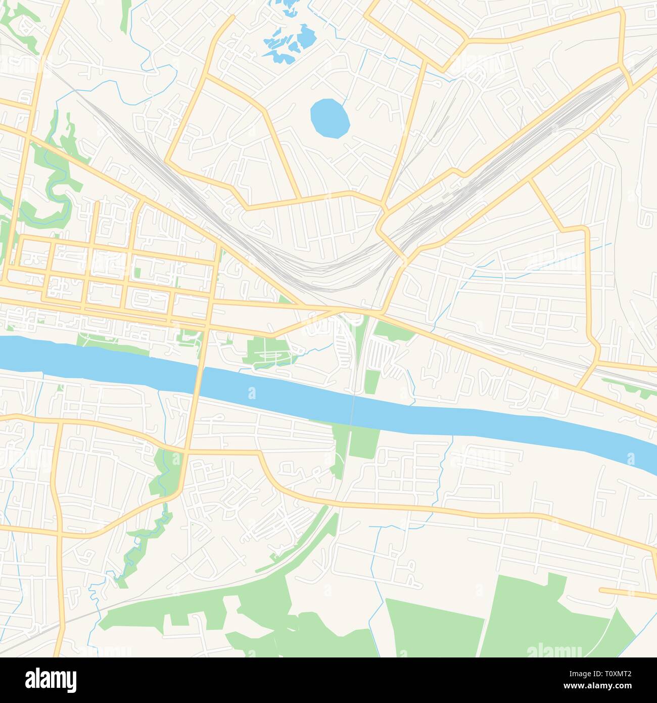 Printable map of Polotsk, Belarus with main and secondary roads and ...