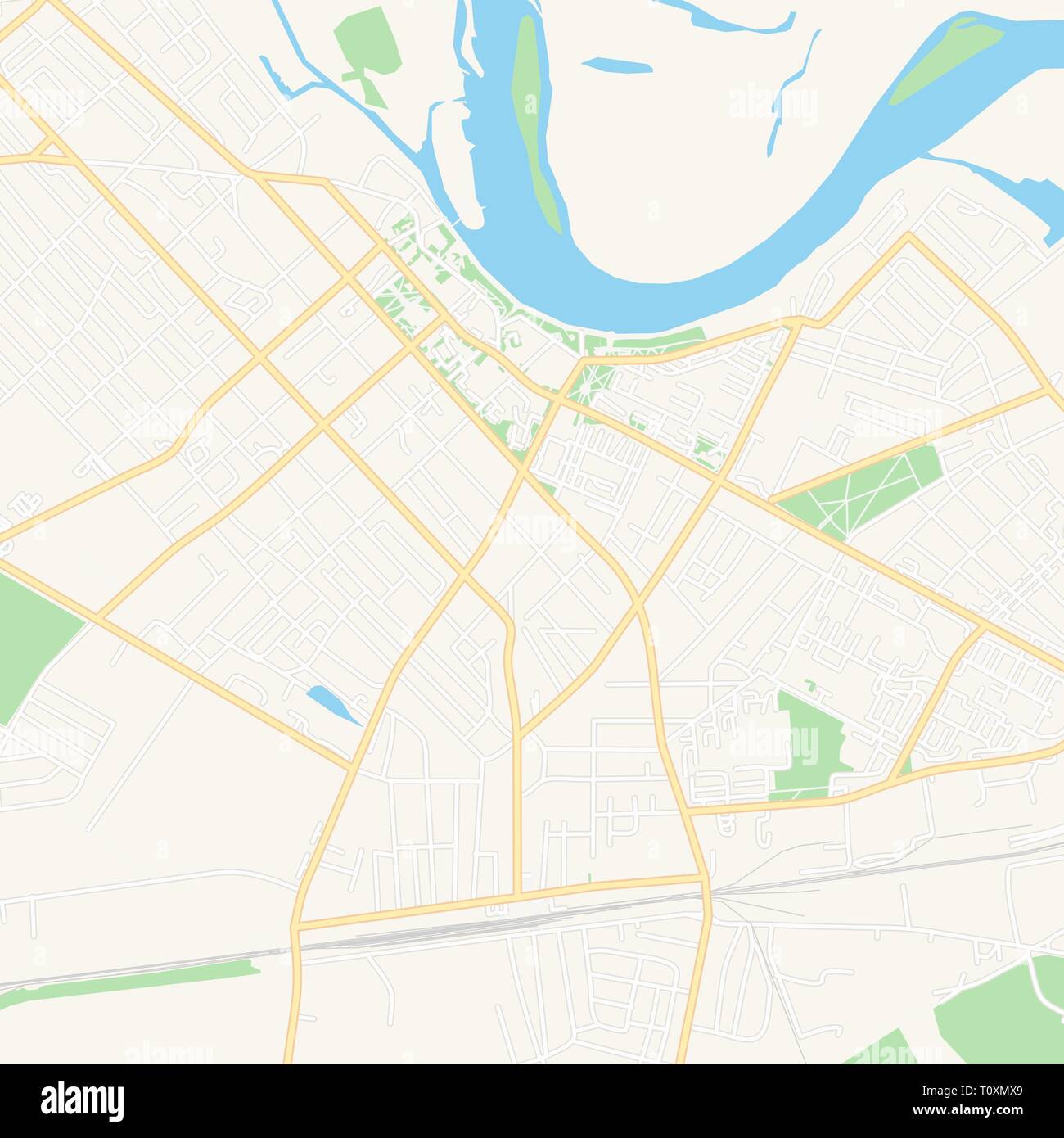 Printable map of Rechytsa, Belarus with main and secondary roads and ...