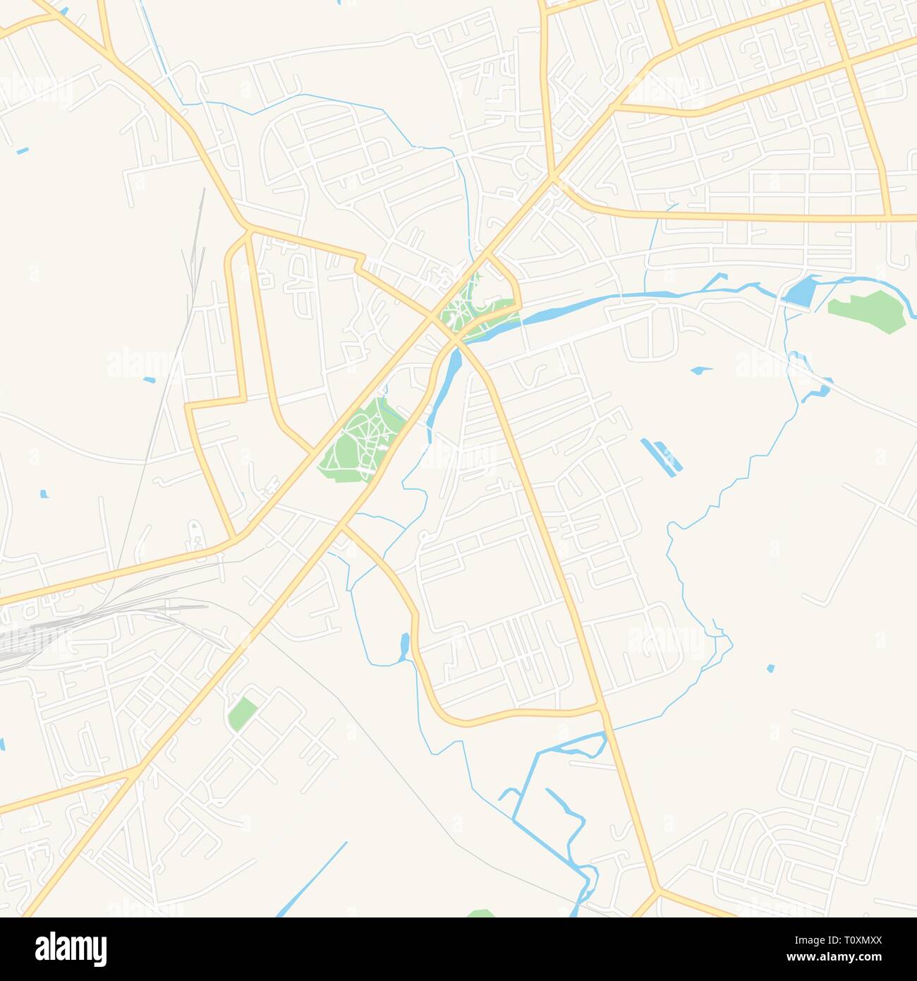 Printable map of Slutsk, Belarus with main and secondary roads and ...