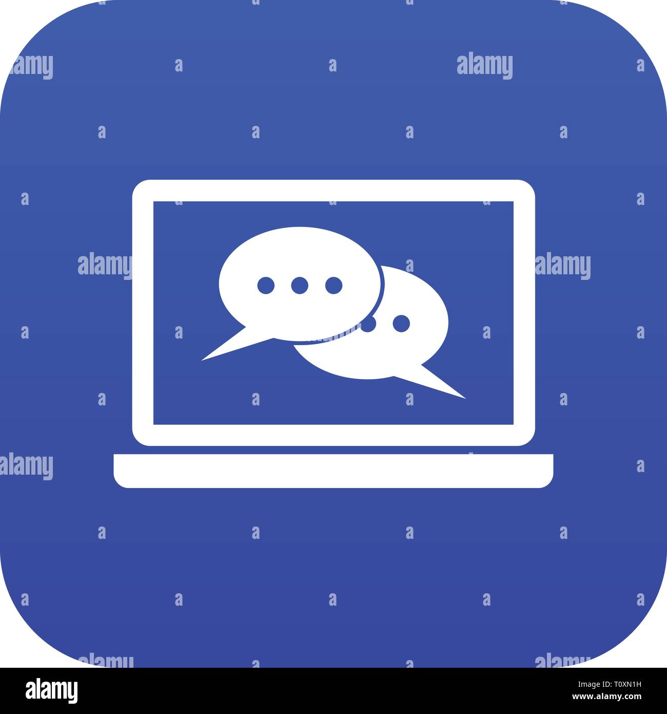 Speech bubbles on laptop screen icon digital blue Stock Vector Image ...