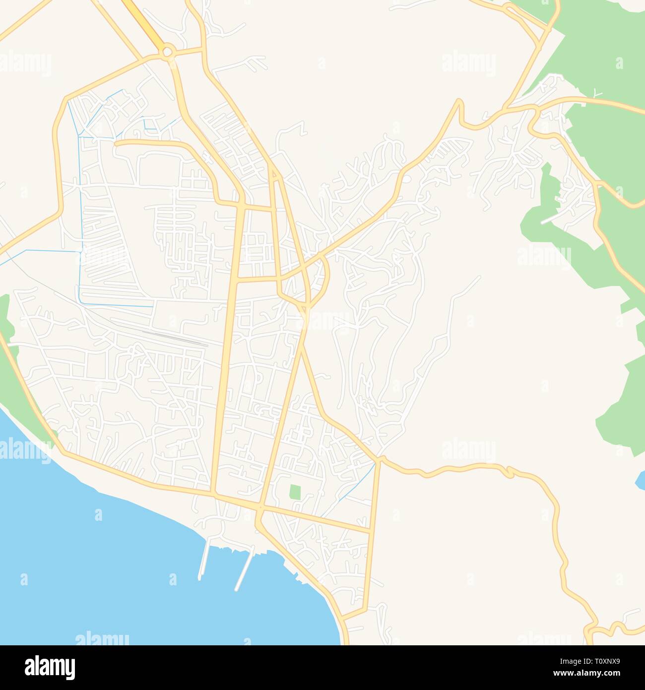 Printable map of Vlore, Albania with main and secondary roads and ...