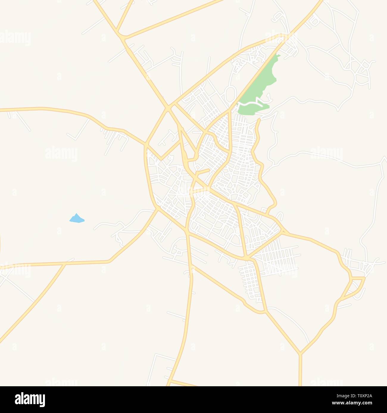 Printable map of Korce, Albania with main and secondary roads and ...