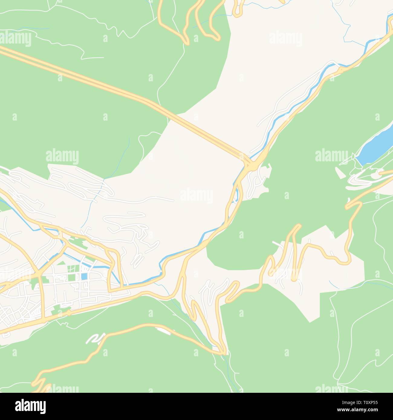 Printable map of Escaldes-Engordany, Andorra with main and secondary roads and larger railways ...