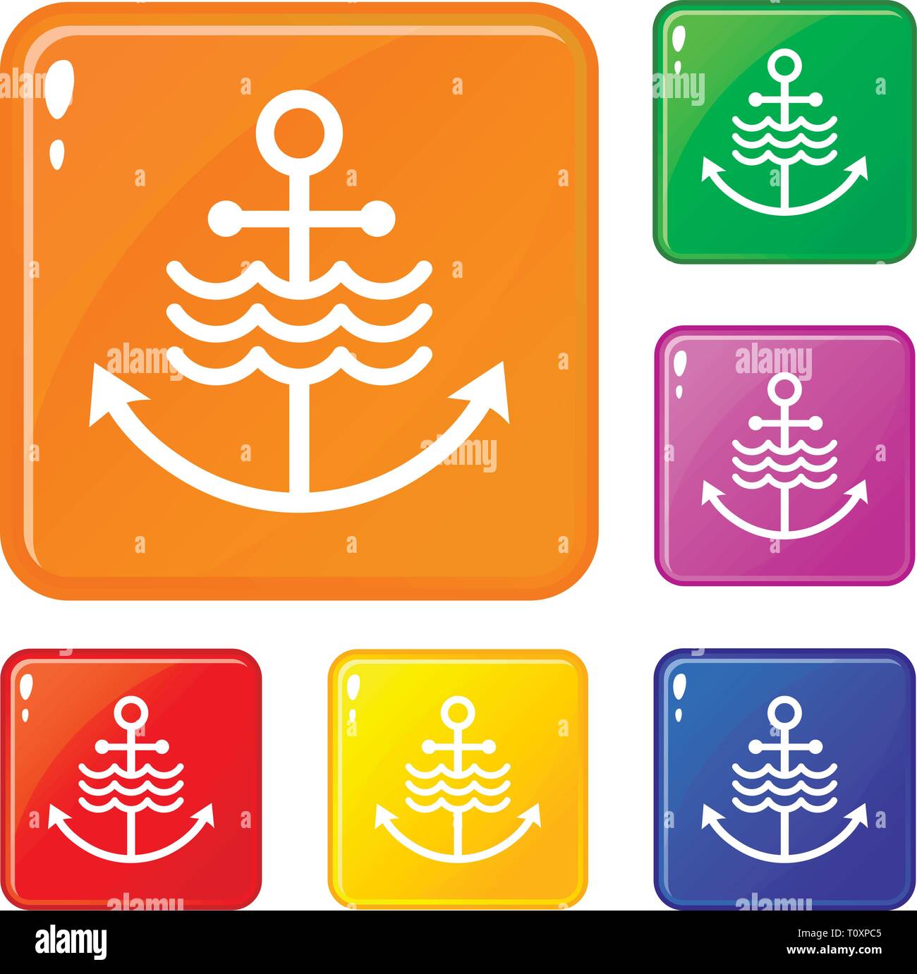 Anchor symbol icons set vector color Stock Vector Image & Art - Alamy