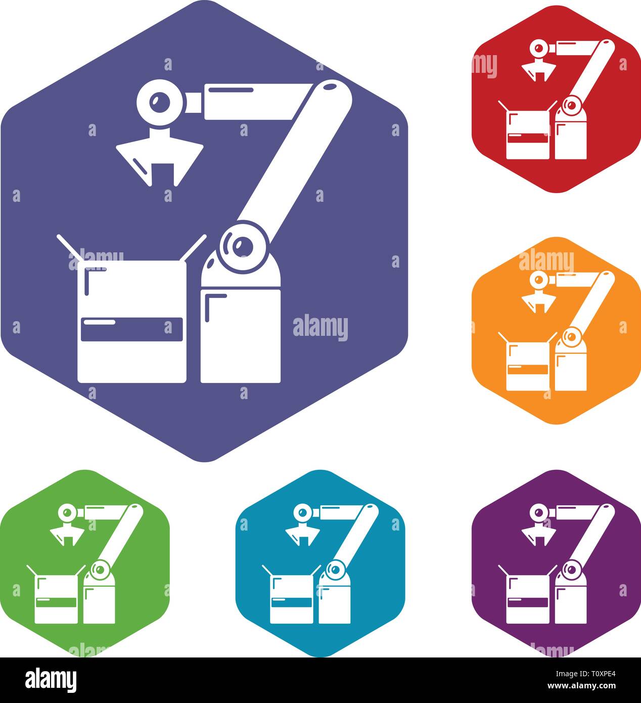 Robot factory icons vector hexahedron Stock Vector Image & Art - Alamy