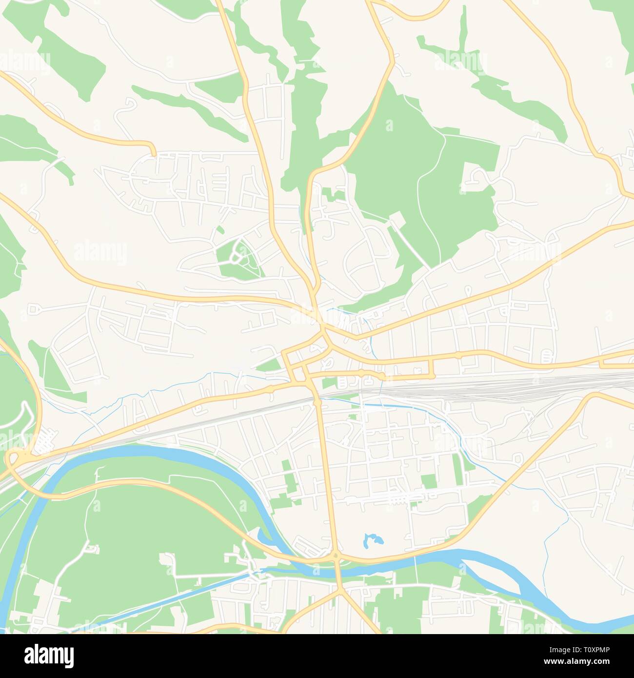 Printable map of Amstetten, Austria with main and secondary roads and ...