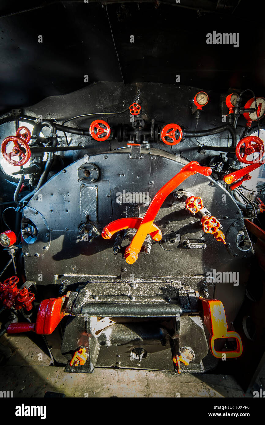 Engine room - detail of a steam locomotive Stock Photo - Alamy