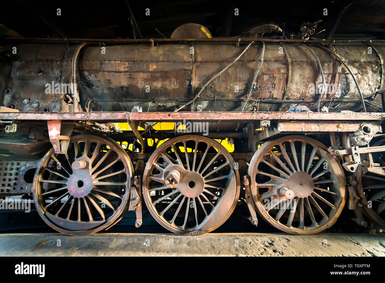 Steam locomotive in the engine house Stock Photo - Alamy