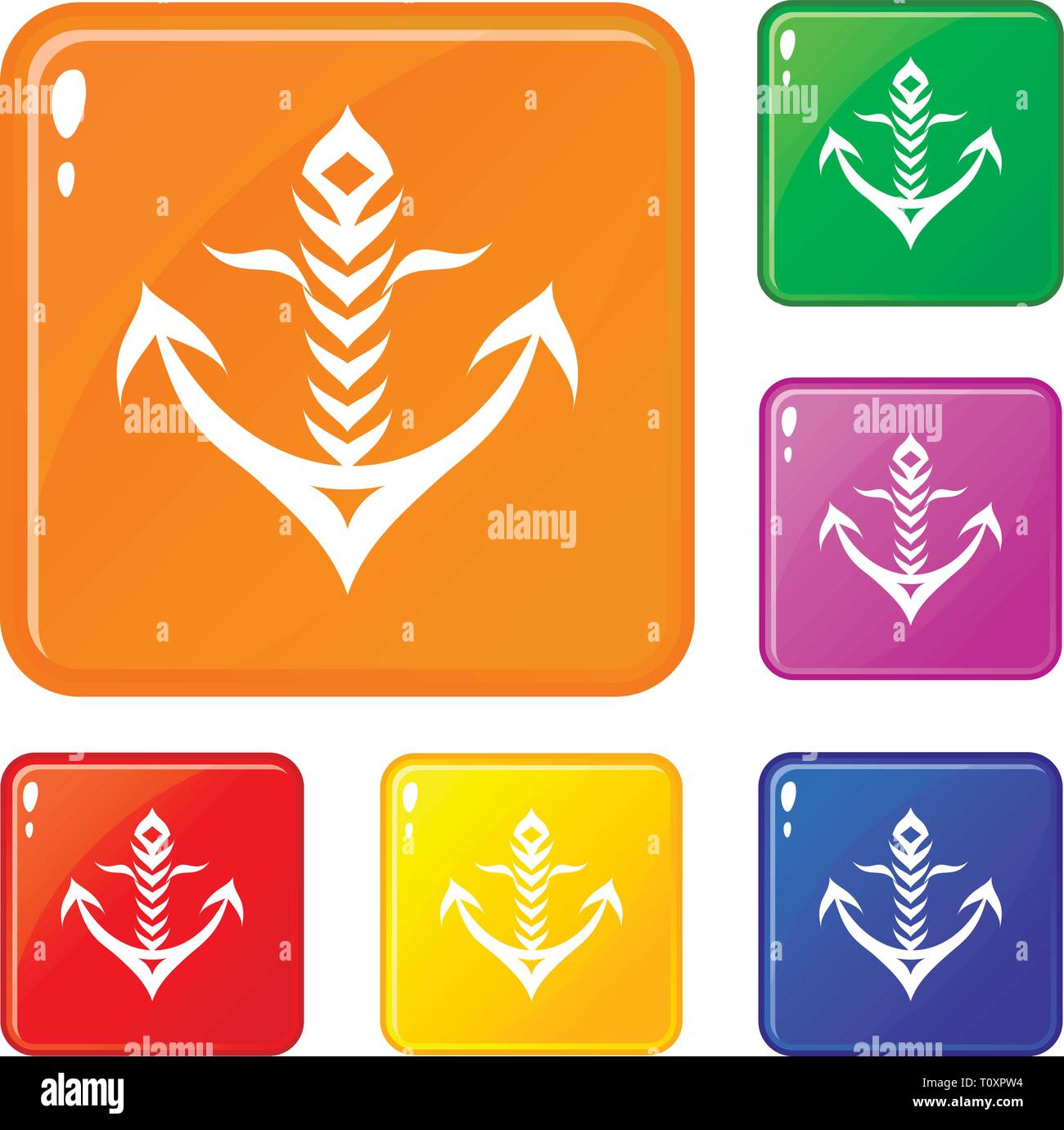 Abstract anchor icons set vector color Stock Vector Image & Art - Alamy