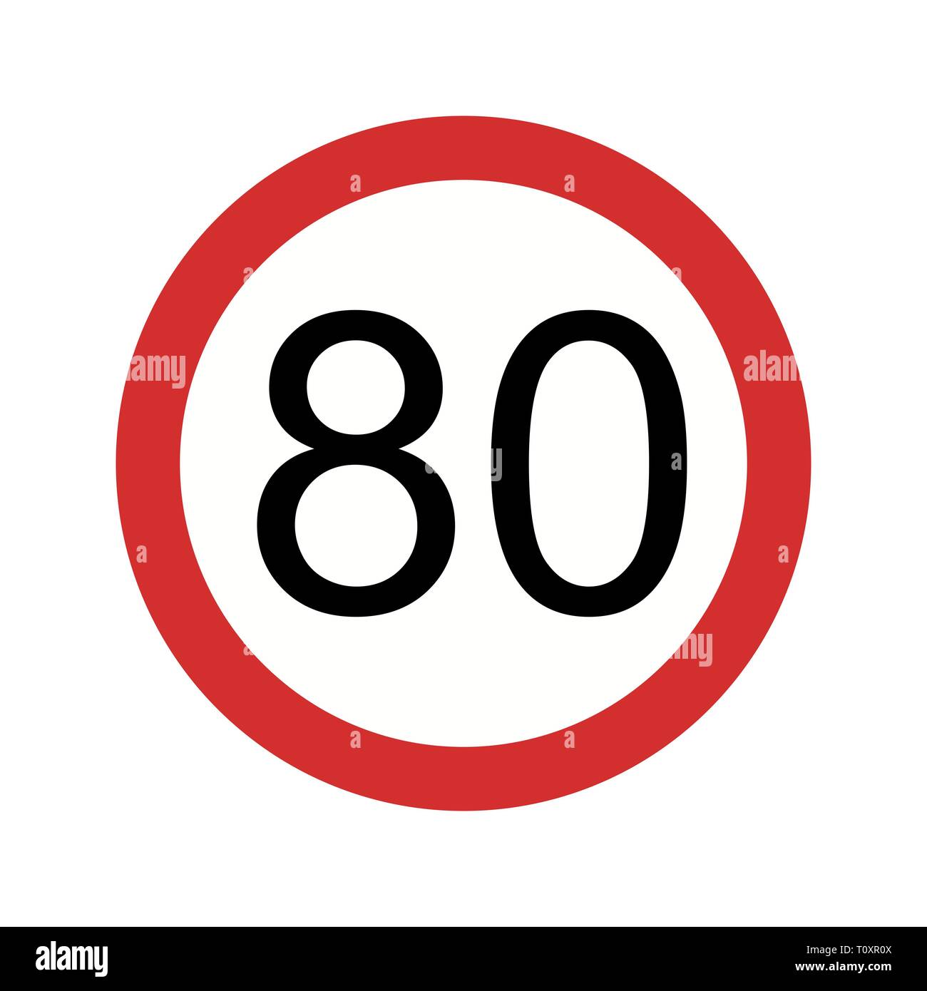 Illustration Speed limit 80 Icon Stock Photo - Alamy