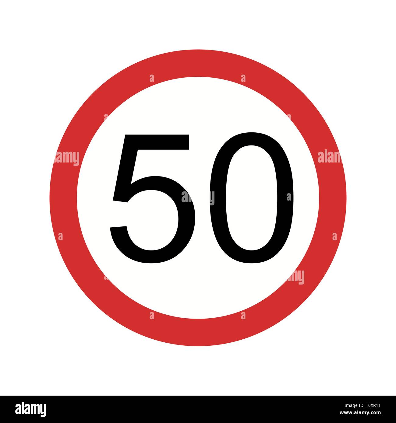 Illustration Speed limit 50 Icon Stock Photo - Alamy