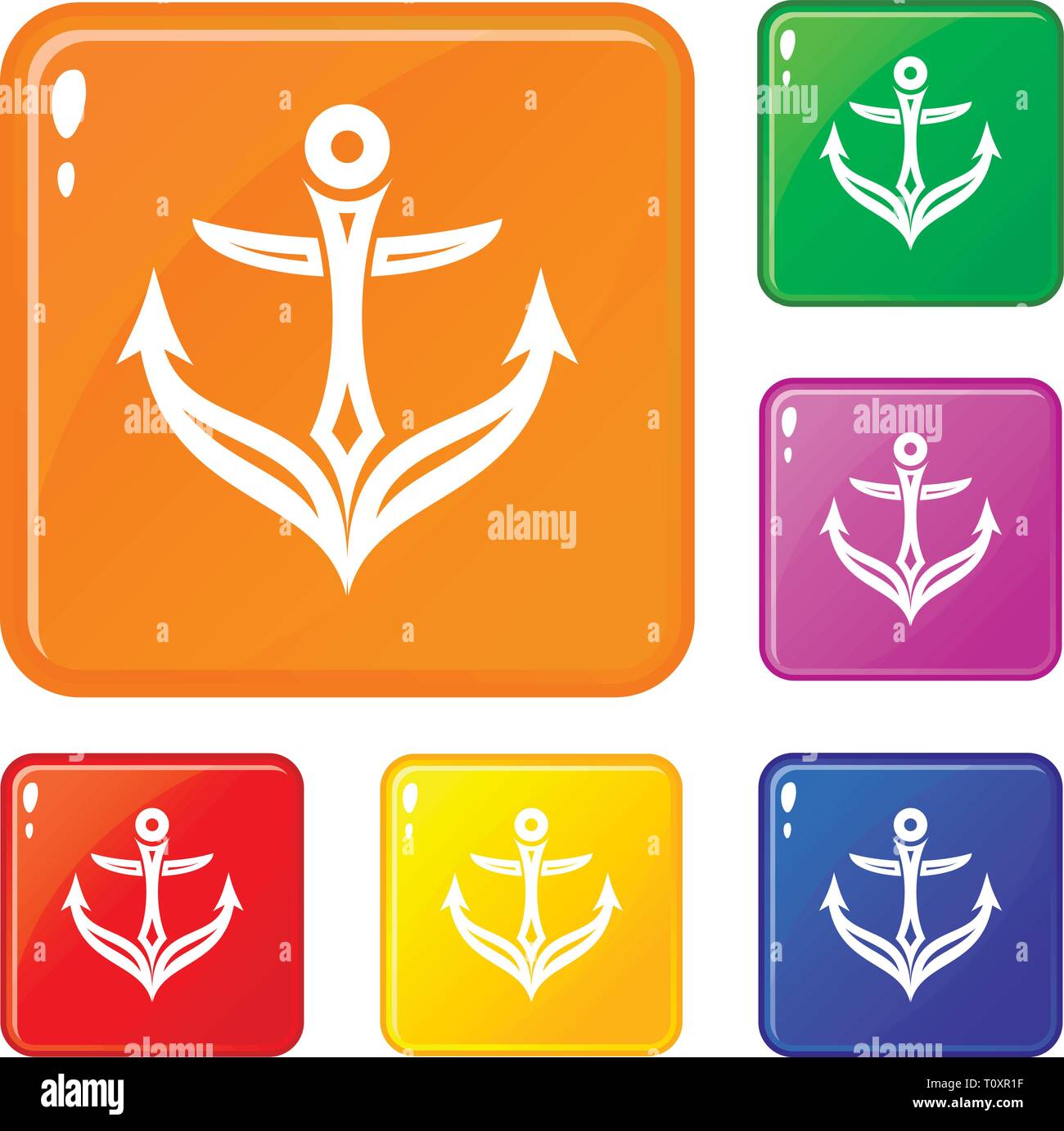 Ancient anchor icons set vector color Stock Vector Image & Art - Alamy