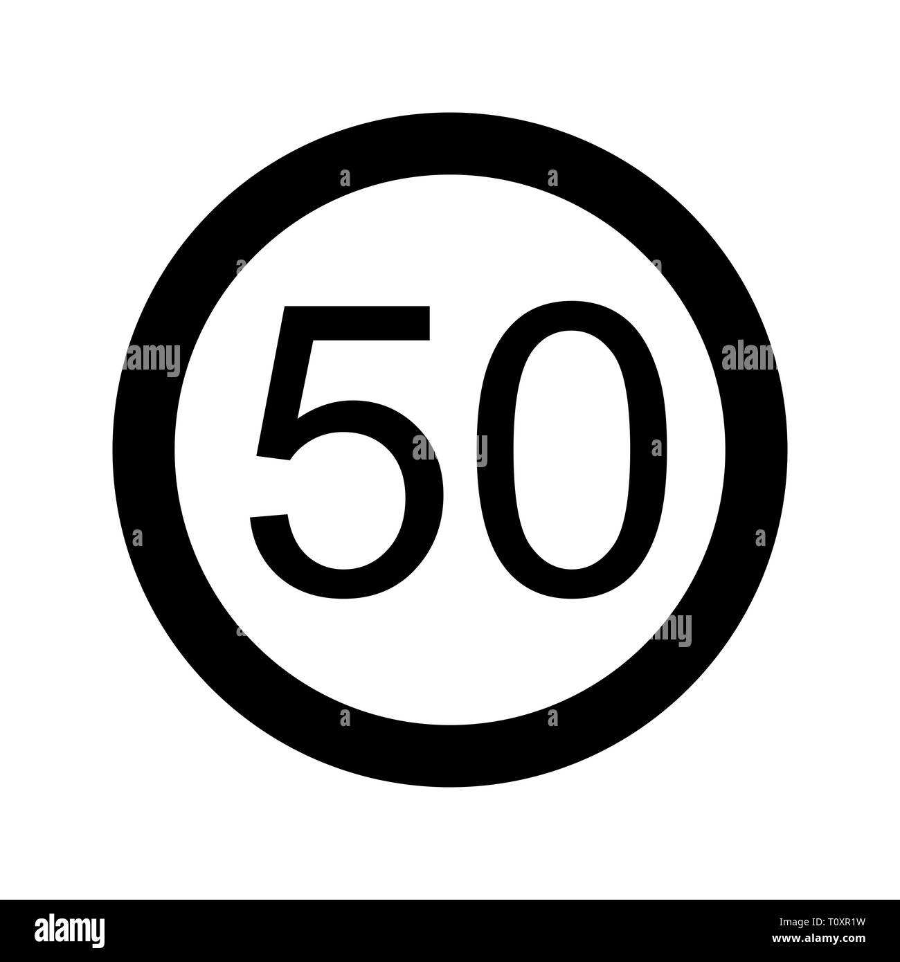 Illustration Speed limit 50 Icon Stock Photo - Alamy