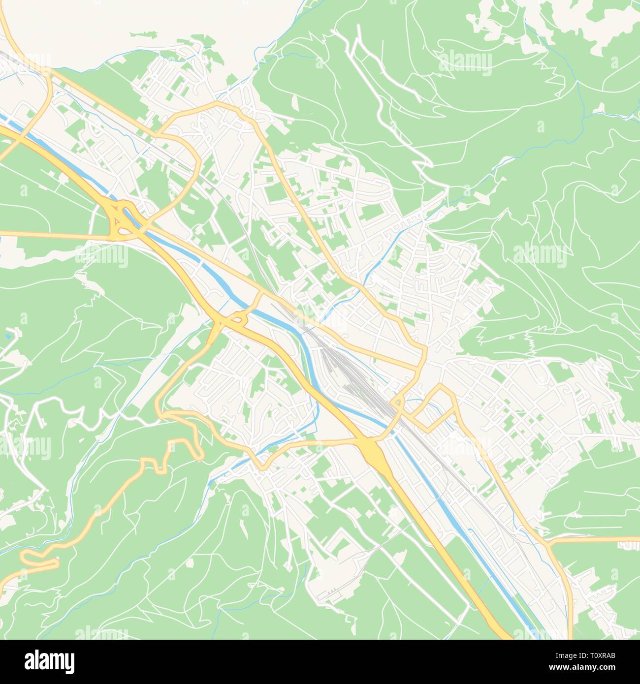 Printable map of Bludenz, Austria with main and secondary roads and ...