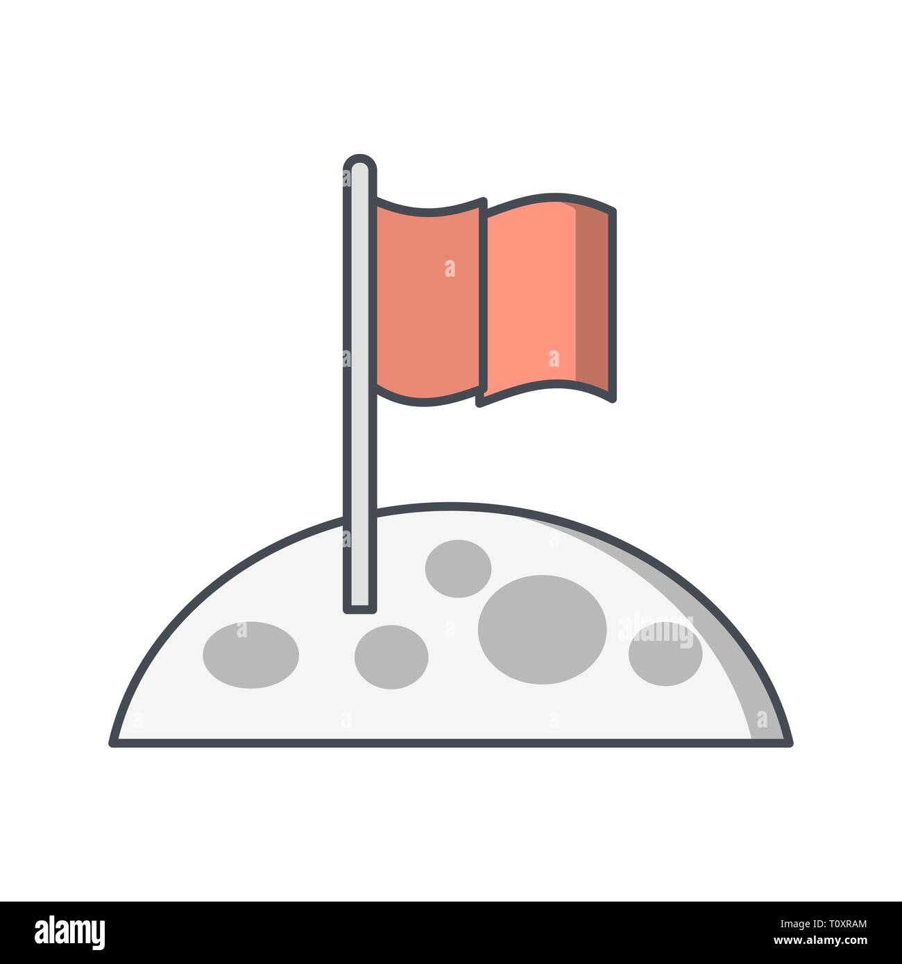 Illustration Flag At Moon Icon Stock Photo - Alamy