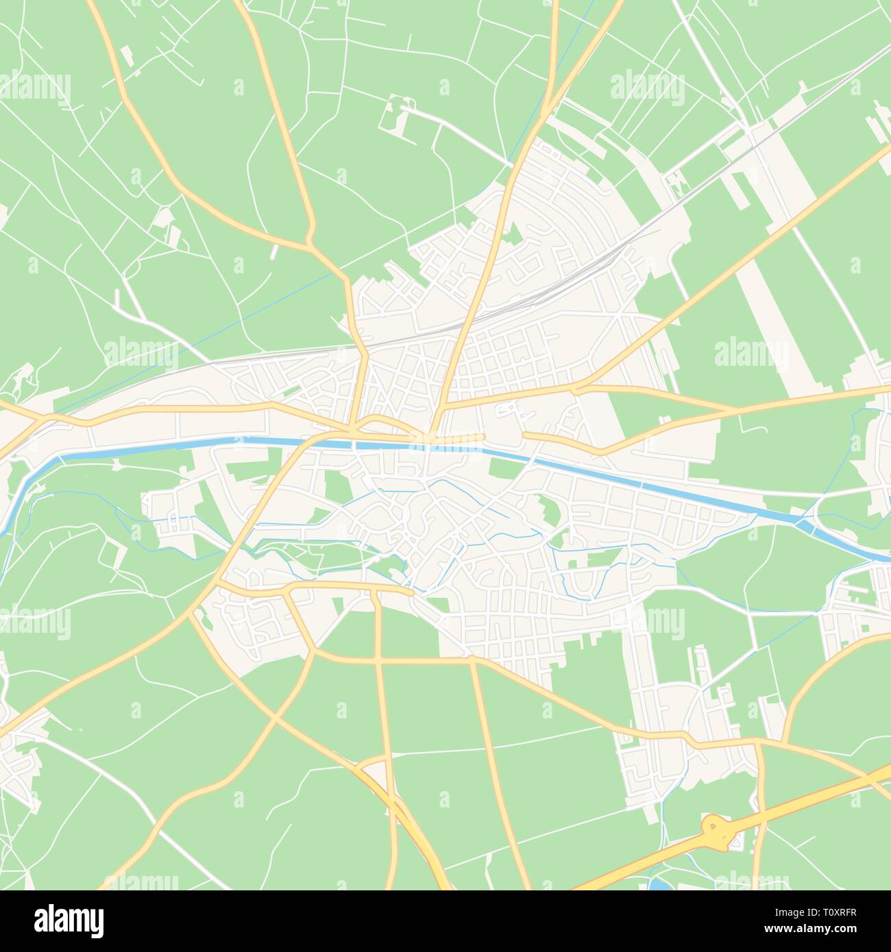 Printable map of Neunkirchen, Austria with main and secondary roads and ...