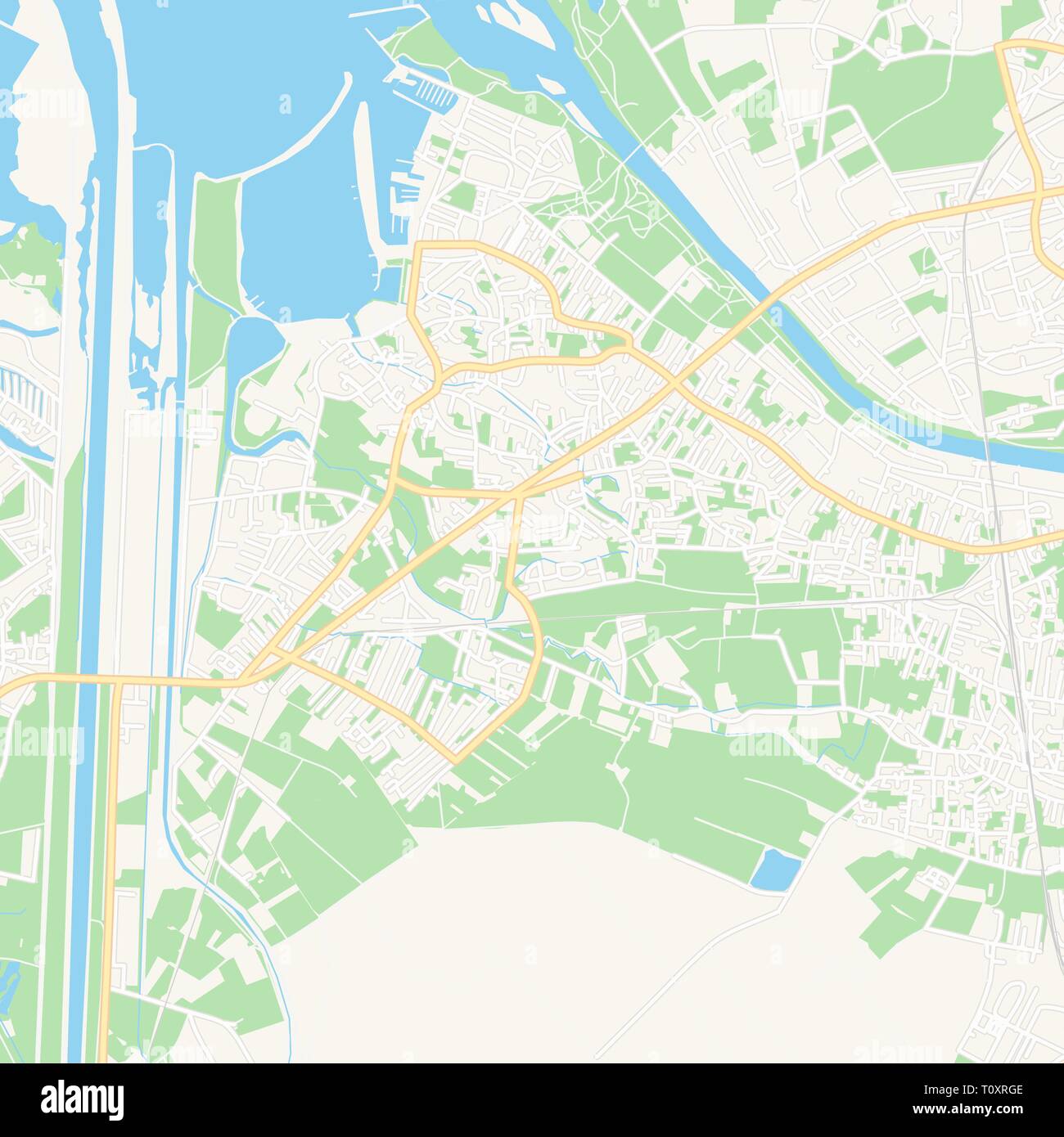Printable map of Hard, Austria with main and secondary roads and larger ...