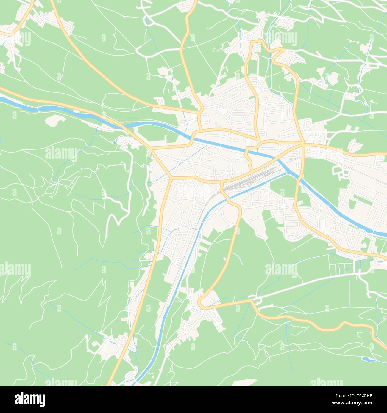 Printable map of Lienz, Austria with main and secondary roads and ...