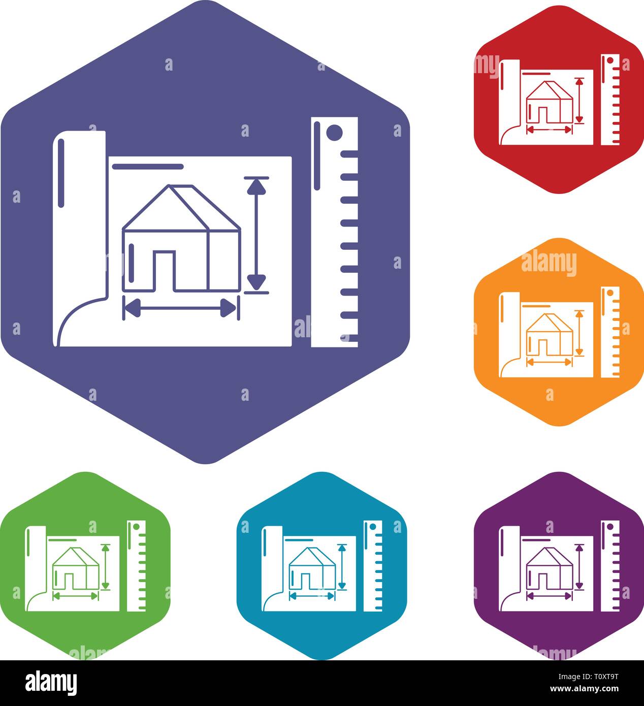 House plan icons vector hexahedron Stock Vector Image & Art - Alamy