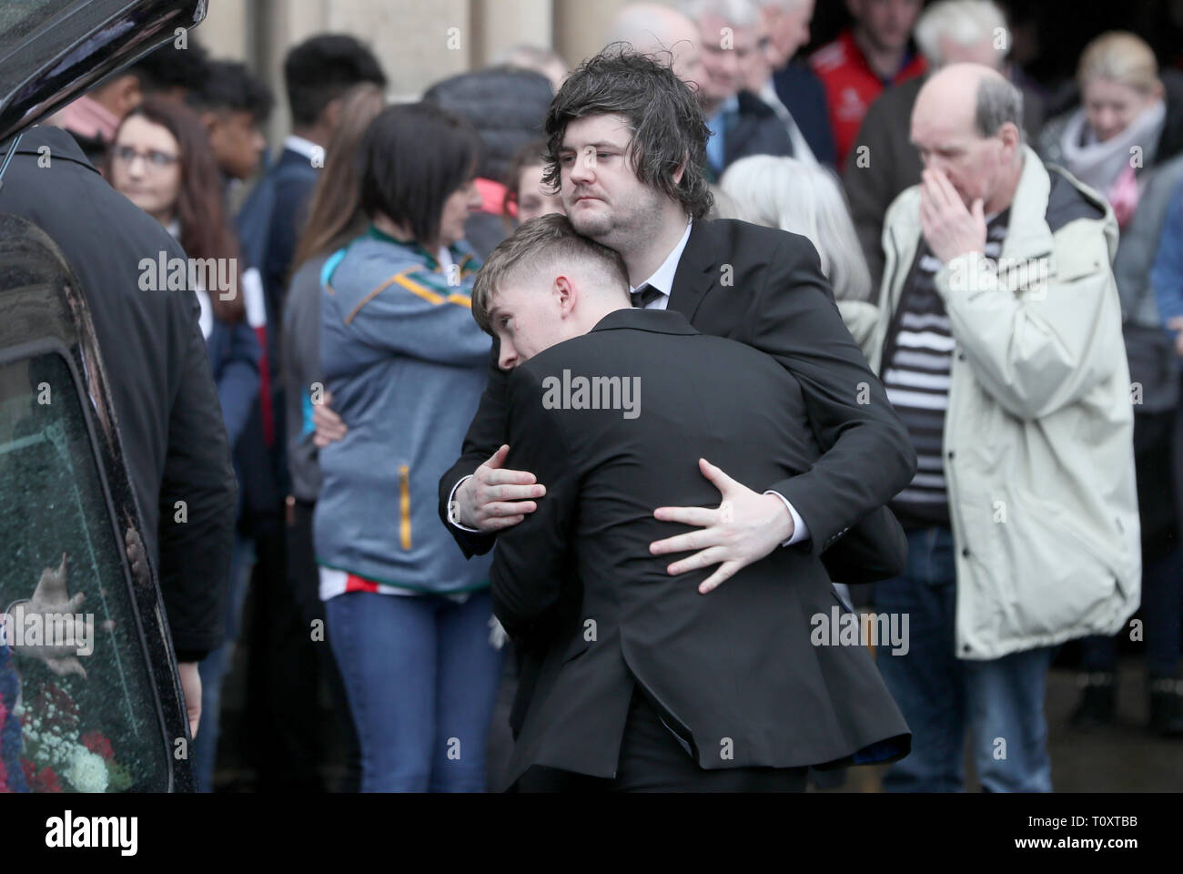 The coffin of Morgan Barnard is taken from St Patrick's Church ...