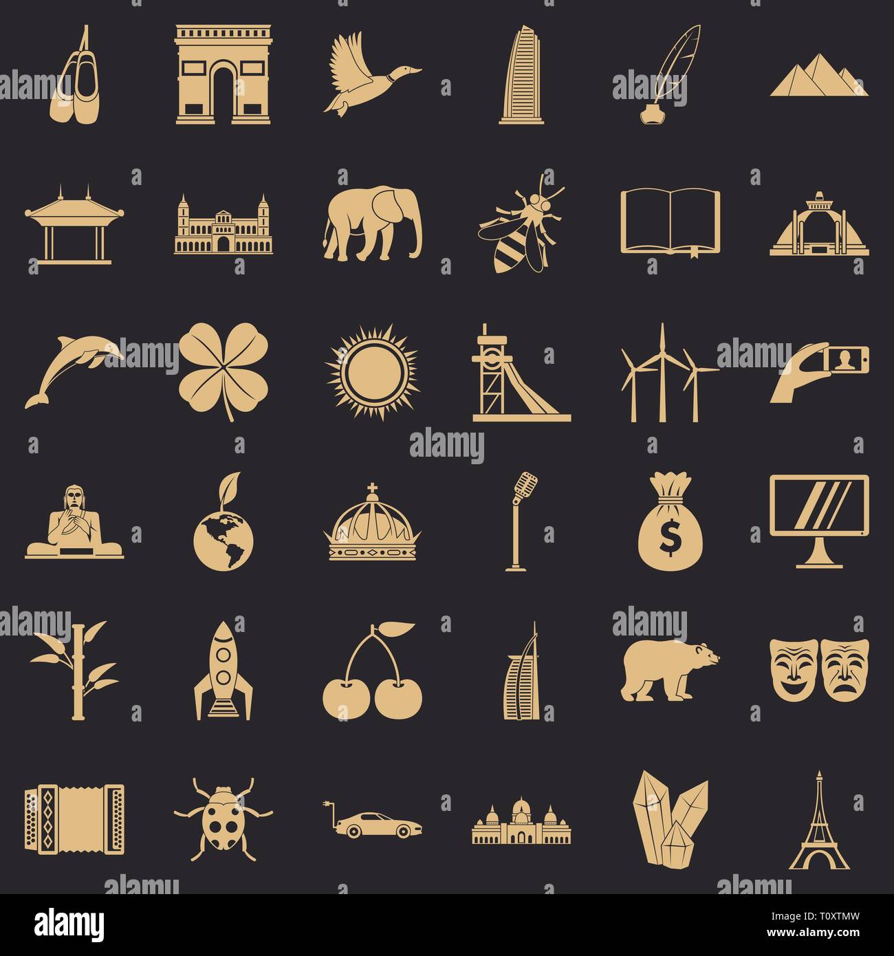 Around the world icons set, simple style Stock Vector Image & Art - Alamy