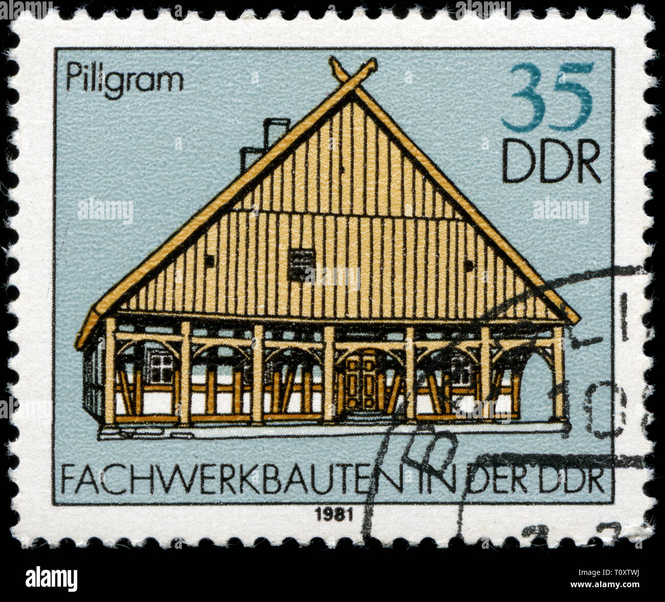 Postage stamp from East Germany (DDR) in the Half-timbered Buildings in ...