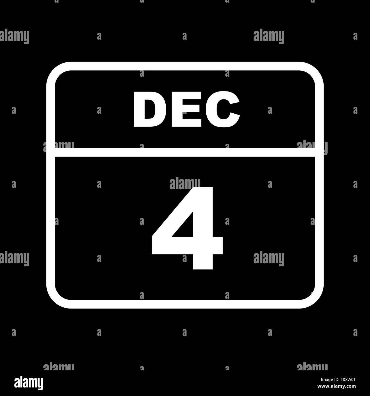 December 4th Date on a Single Day Calendar Stock Photo - Alamy