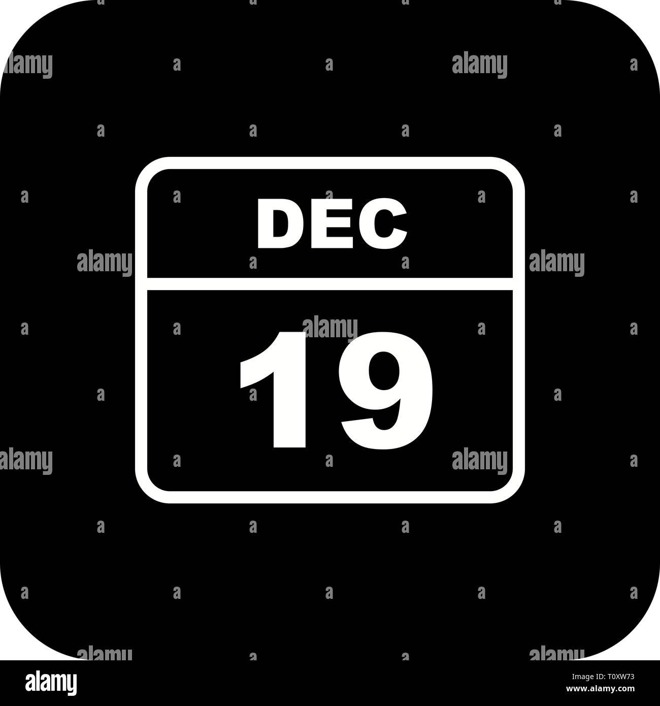 December 19th Date on a Single Day Calendar Stock Photo - Alamy