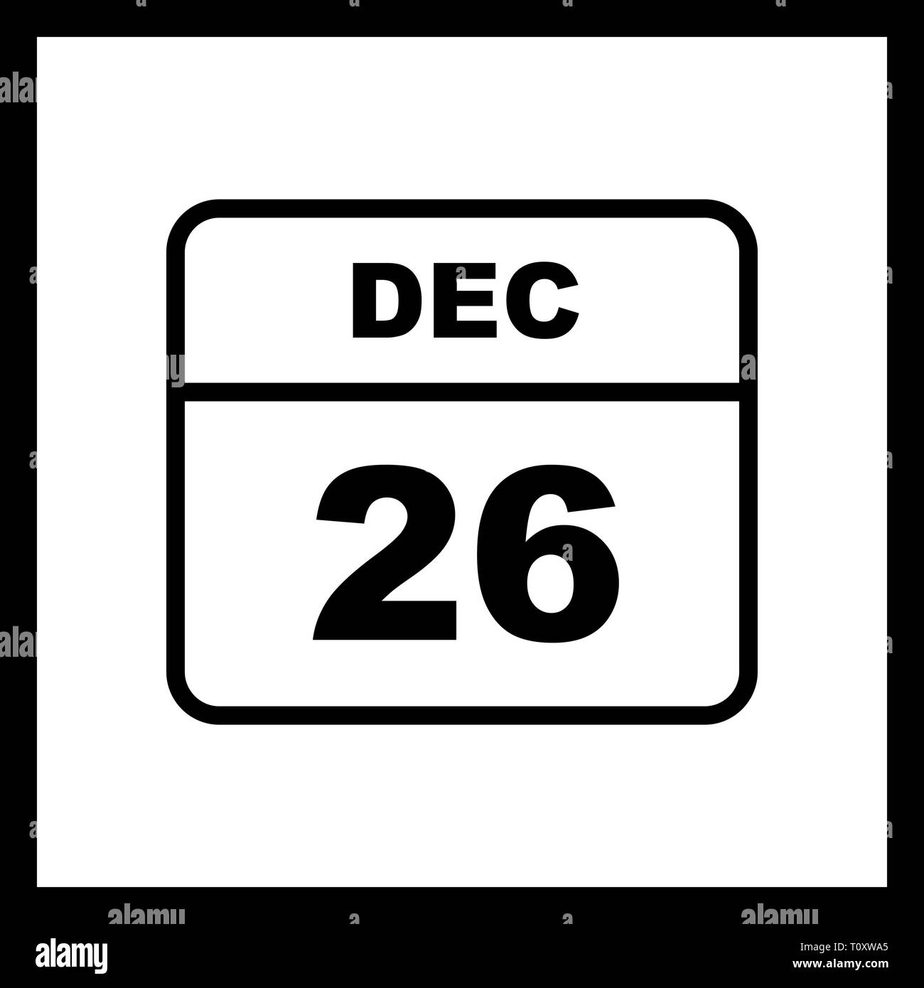 December 26th Date on a Single Day Calendar Stock Photo - Alamy