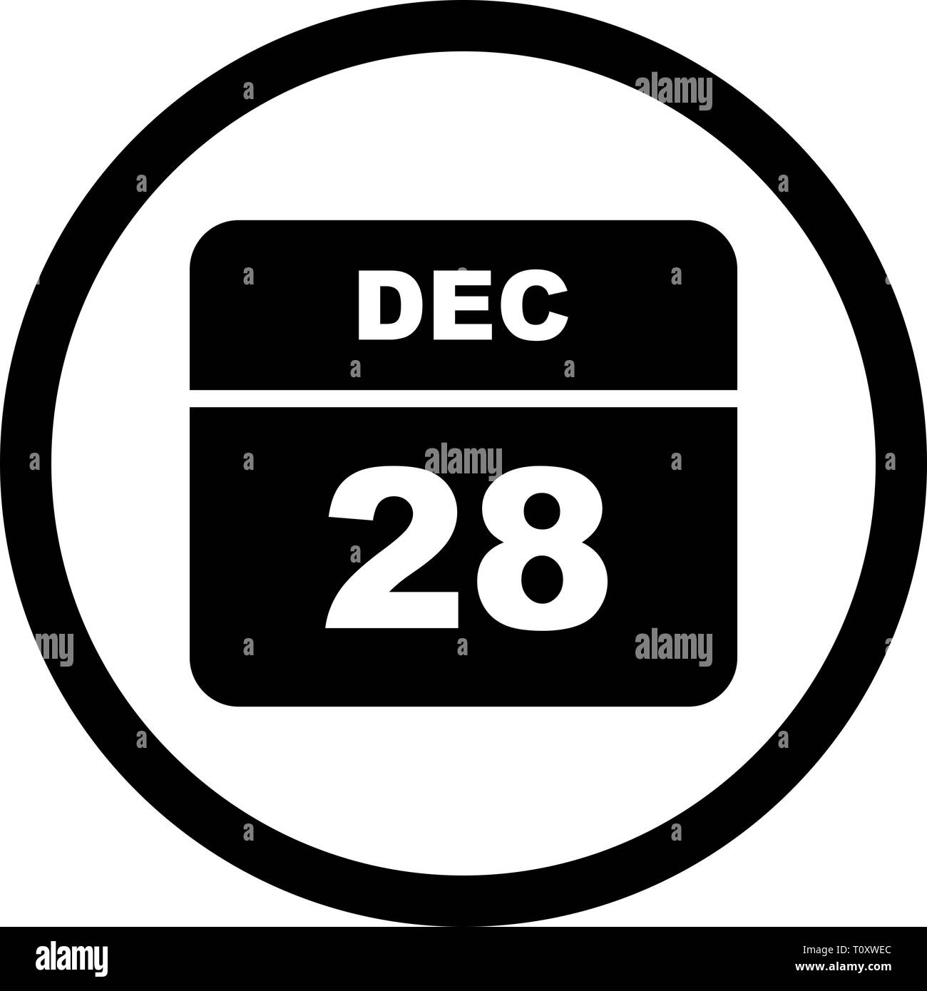 December 28th Date on a Single Day Calendar Stock Photo - Alamy