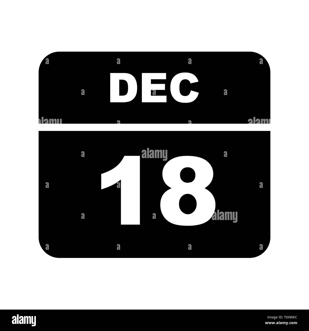 Calendar day on december 18 Cut Out Stock Images & Pictures - Alamy