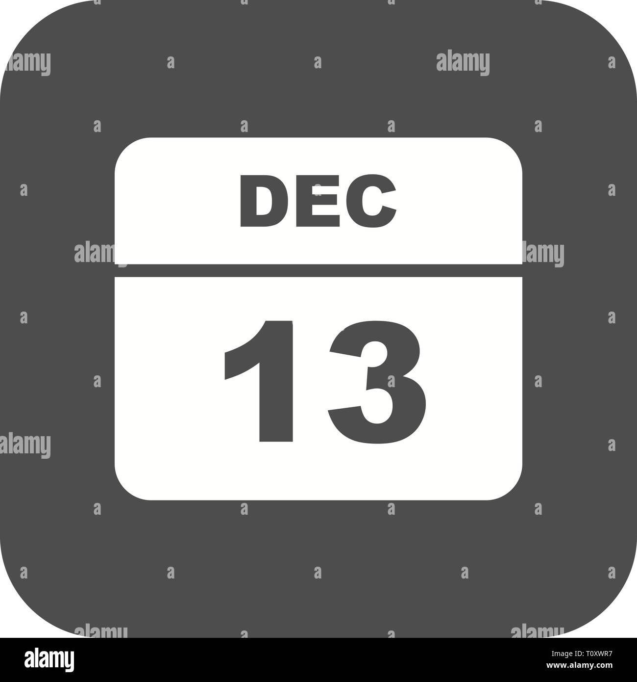 December 13th Date on a Single Day Calendar Stock Photo - Alamy
