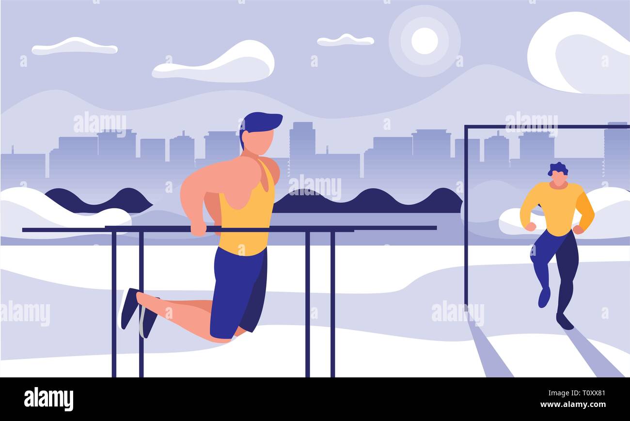 men practicing outdoor gym vector illustration design Stock Vector ...