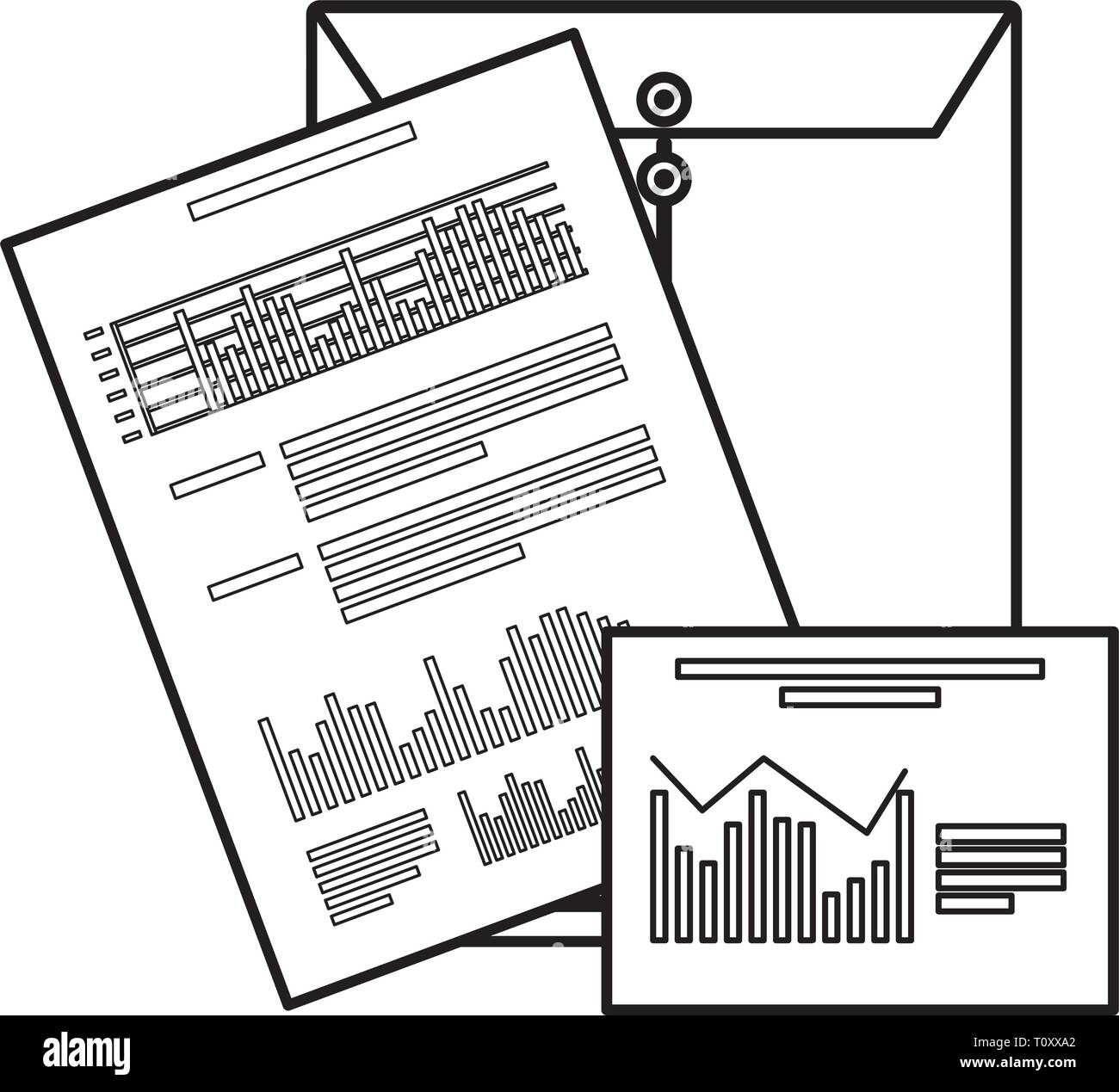 manila envelope with statistics documents vector illustration design ...