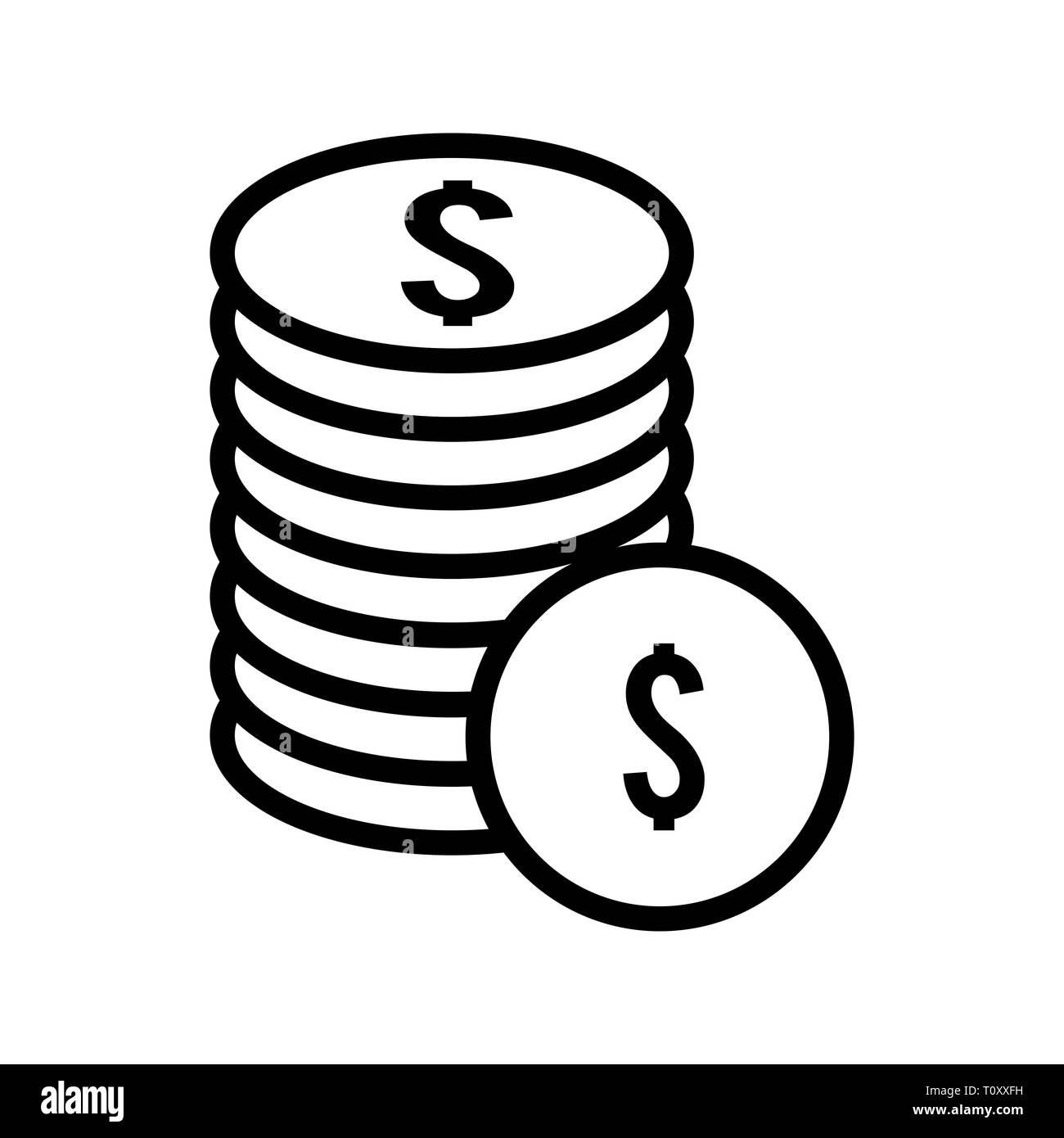 Illustration Coins Icon Stock Photo - Alamy