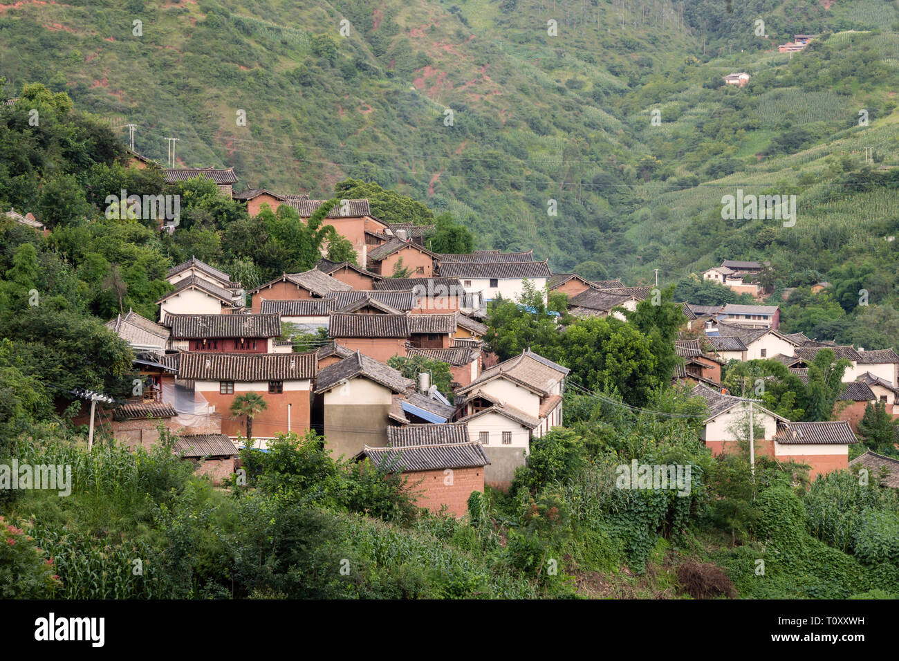 Traditional style Chinese village in remote countryside Stock Photo - Alamy