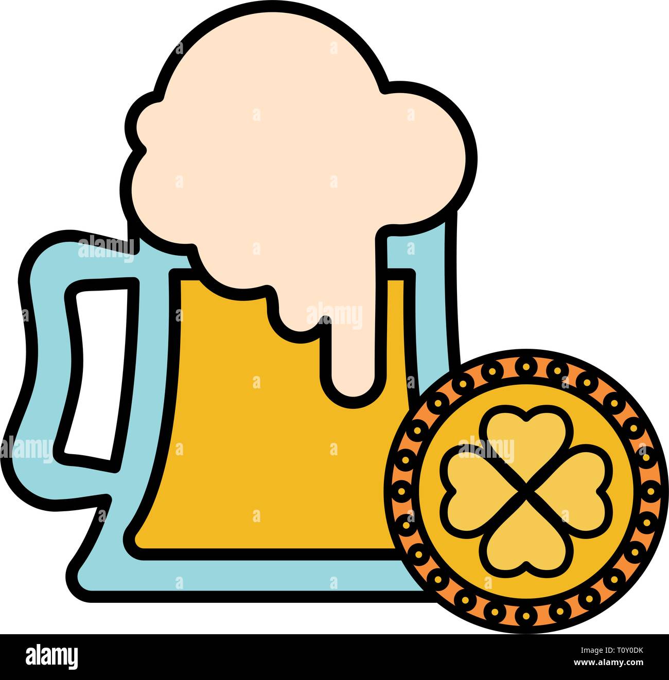 beer jar with coin clover vector illustration design Stock Vector Image ...