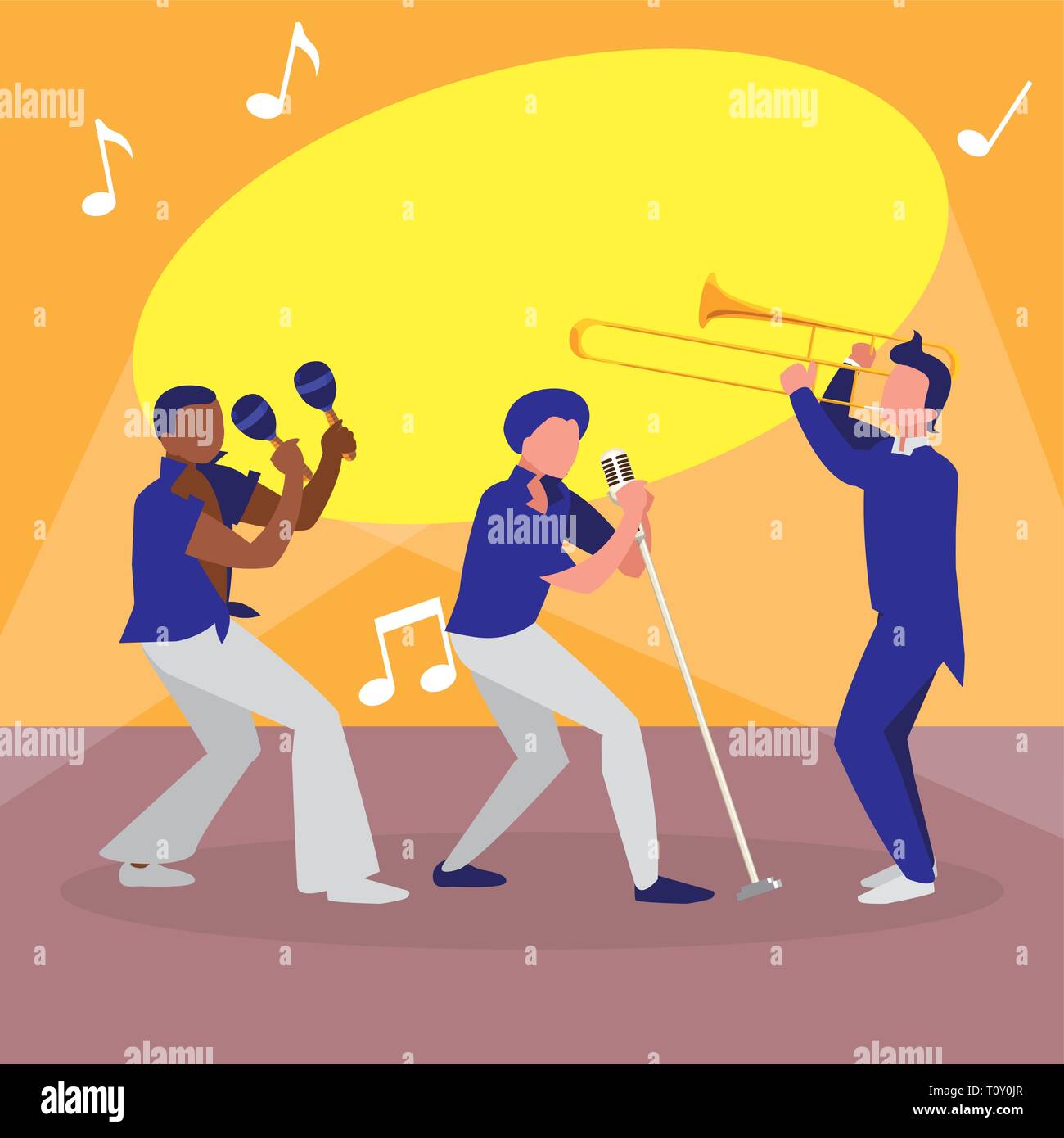 singer and musicians band characters vector illustration design Stock ...