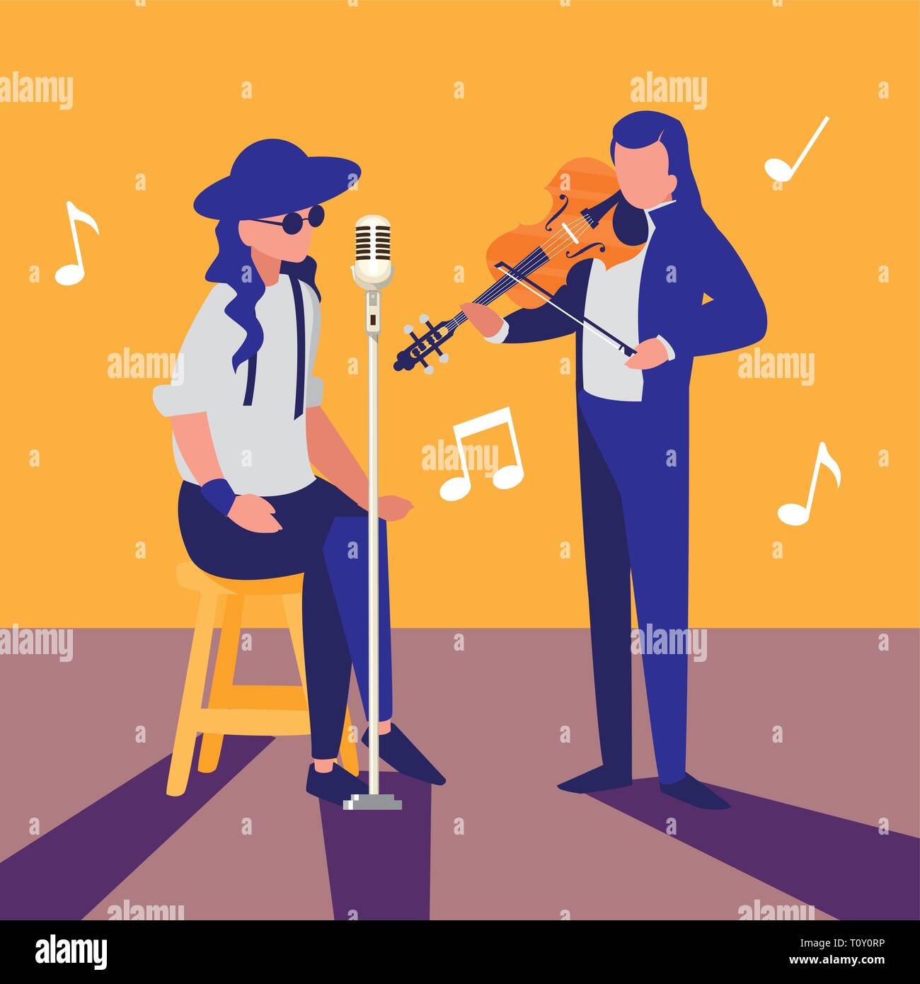 singer and musician couple characters vector illustration design Stock ...