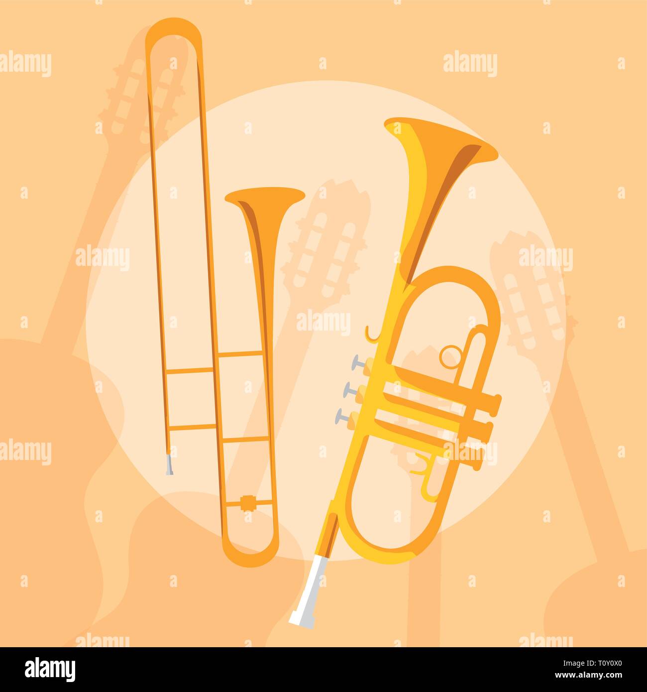 trumpets instruments musical icons vector illustration design Stock ...