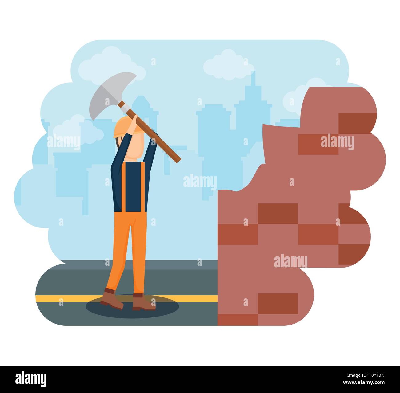 construction worker with hammer vector illustration design Stock Vector ...