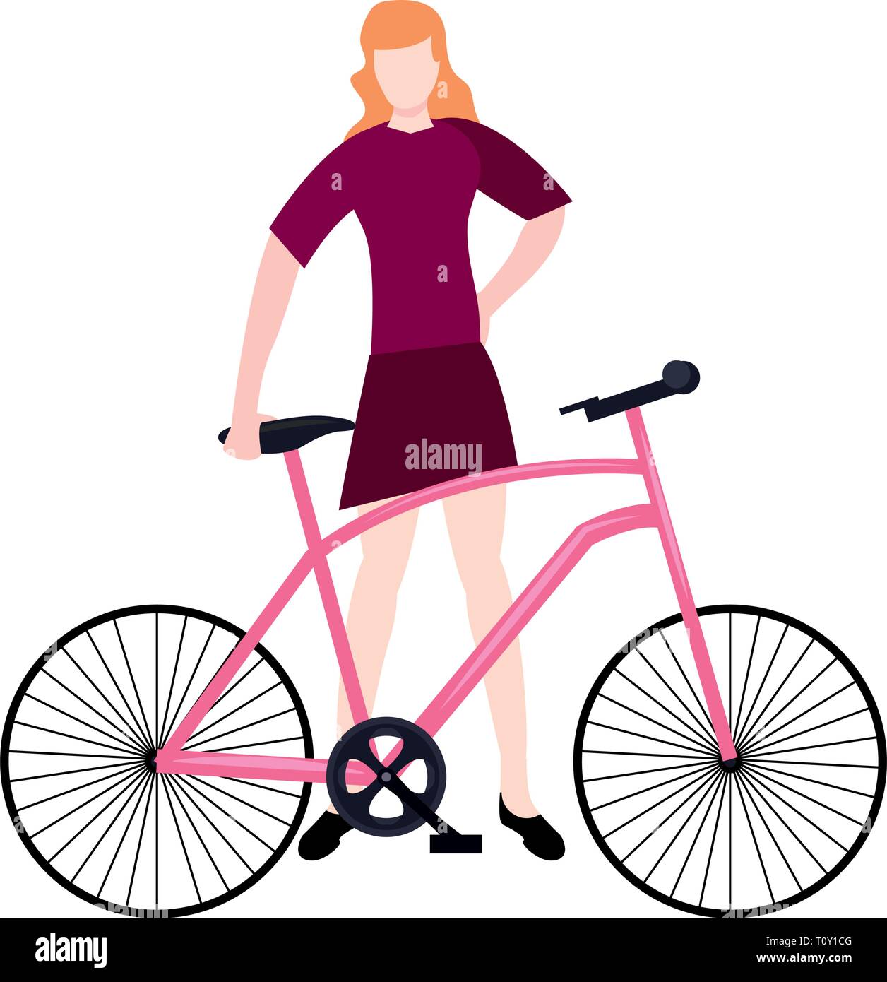 woman with bicycle on white background vector illustration Stock Vector ...