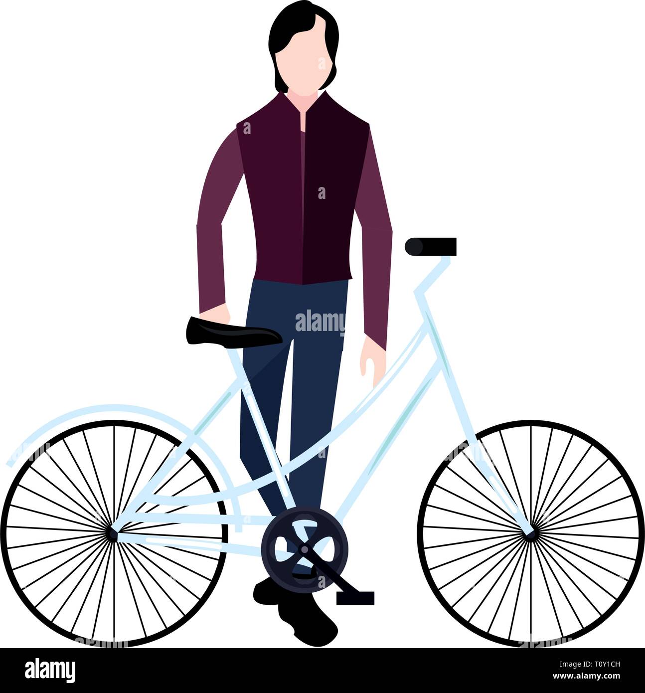 man riding bicycle on white background vector illustration Stock Vector ...